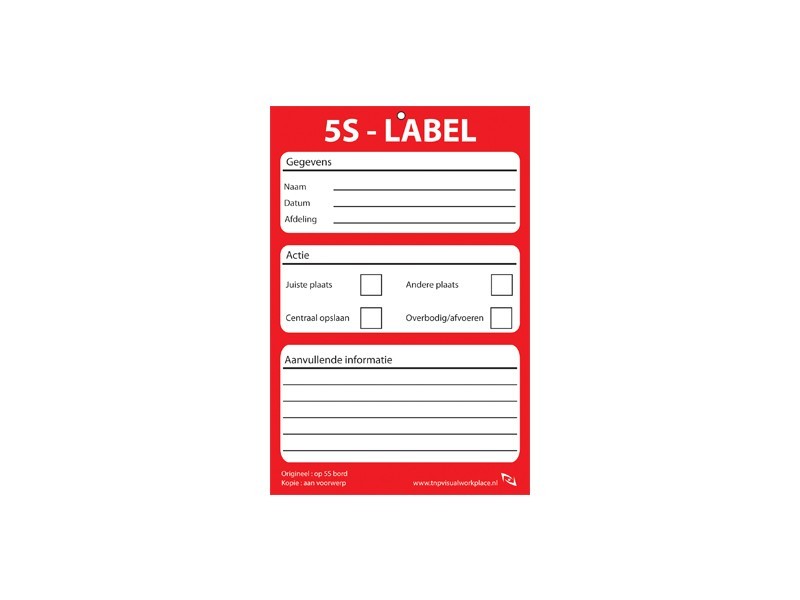 5S Tags (labels) - TnP Visual Workplace